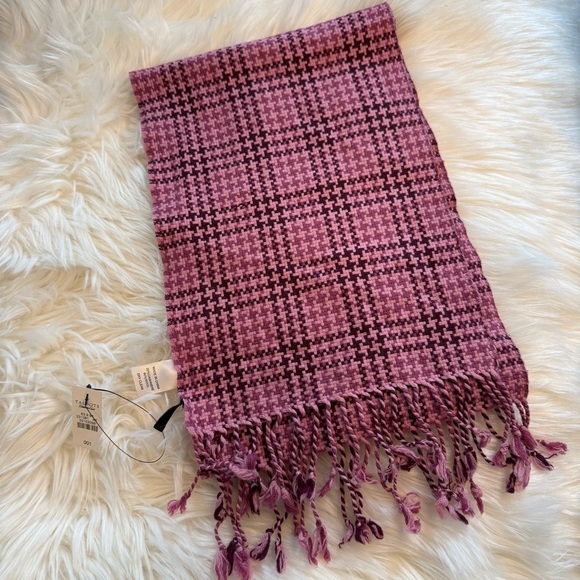 Talbots | Accessories | Nwt Talbots Cashmere Wool Plaid Scarf Os Pink ...